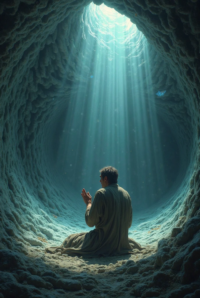 Jonas praying inside the whale - SeaArt AI