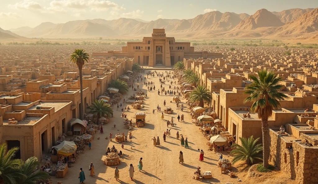 An ancient Mesopotamian cityscape representing Haran during the time of ...