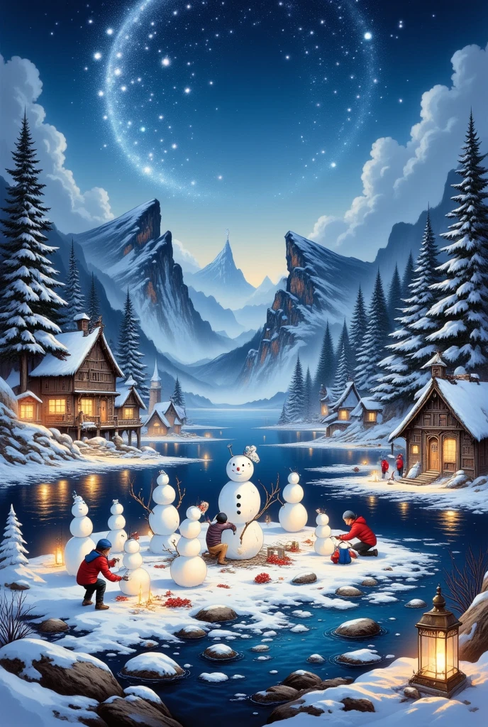 "Fabulous Ice Dream." The painting depicts a frozen lake where ren are ...