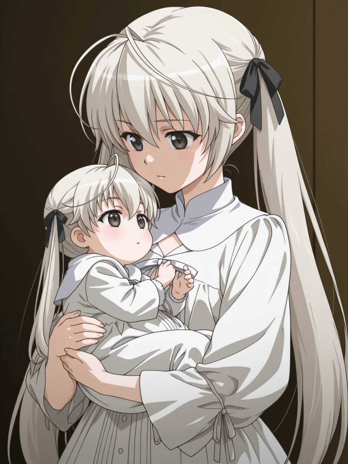 Sora kasugano, ahoge, black eyes, hair between eyes, hair ribbon ...