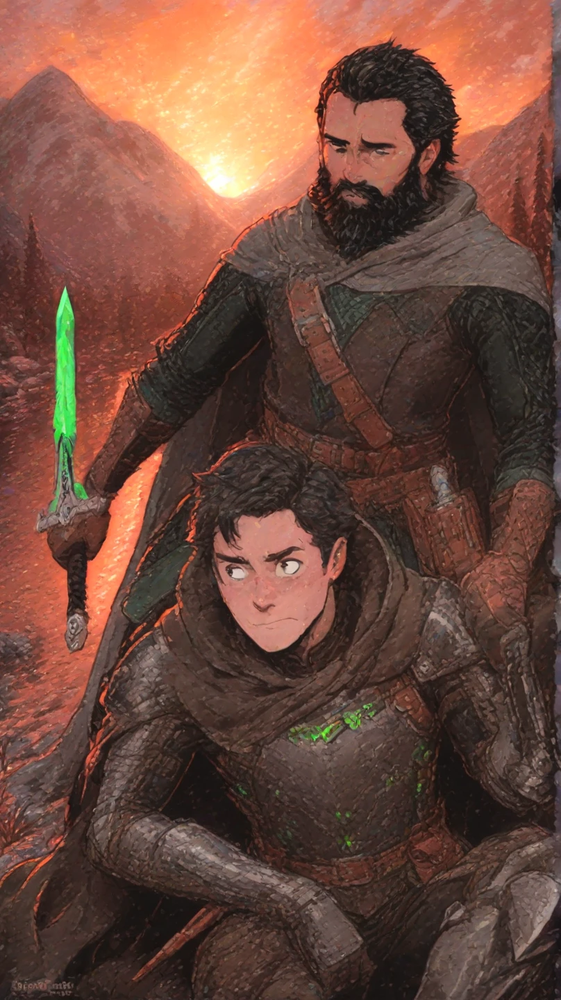 A rogue thief with old worn grey cloak, in full rubbish light lether ...