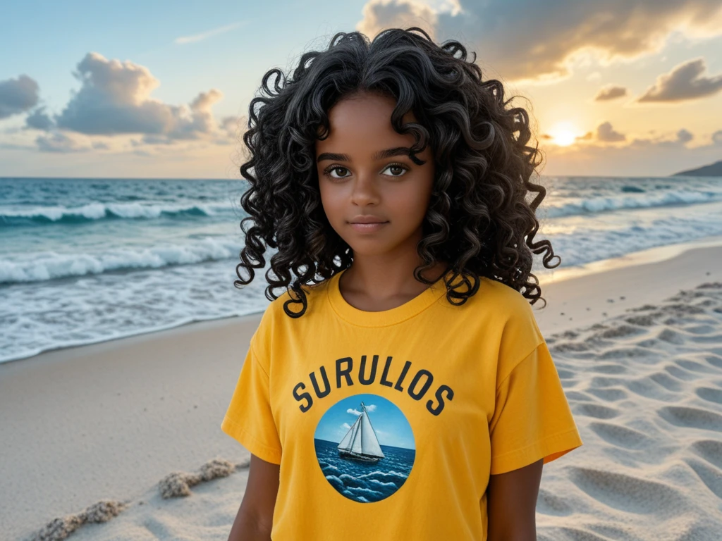 Cinematic image short yellow t-shirt covering half of the big six - SeaArt AI