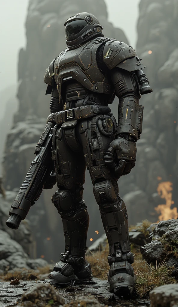 (((Female Soldier Equipped with Mega Bazooka Launcher，woman in a black ...