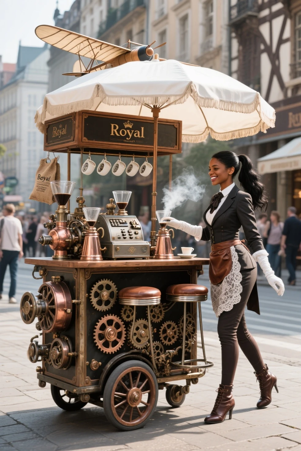 小さなスチームパンクの移動販売店