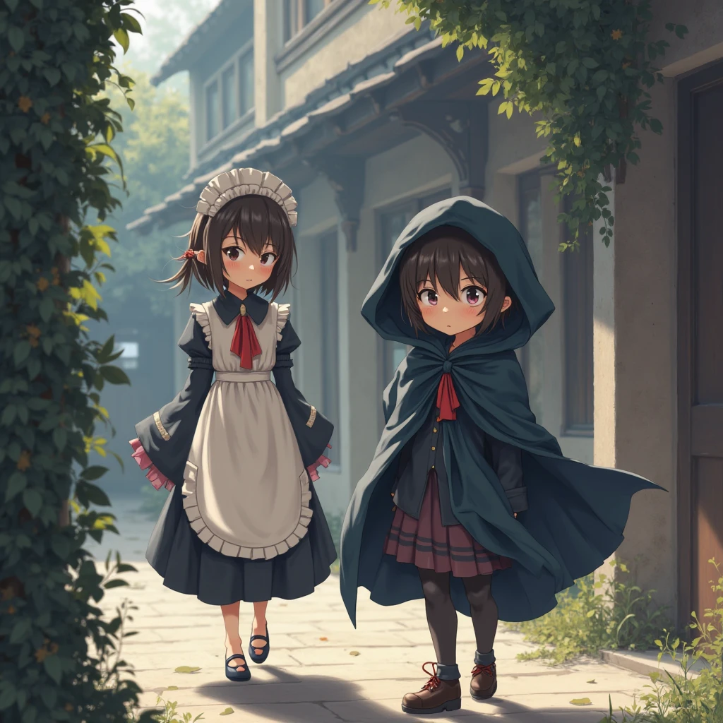 Nuffink wearing cloak, nods and follows the maid, looking curious ...