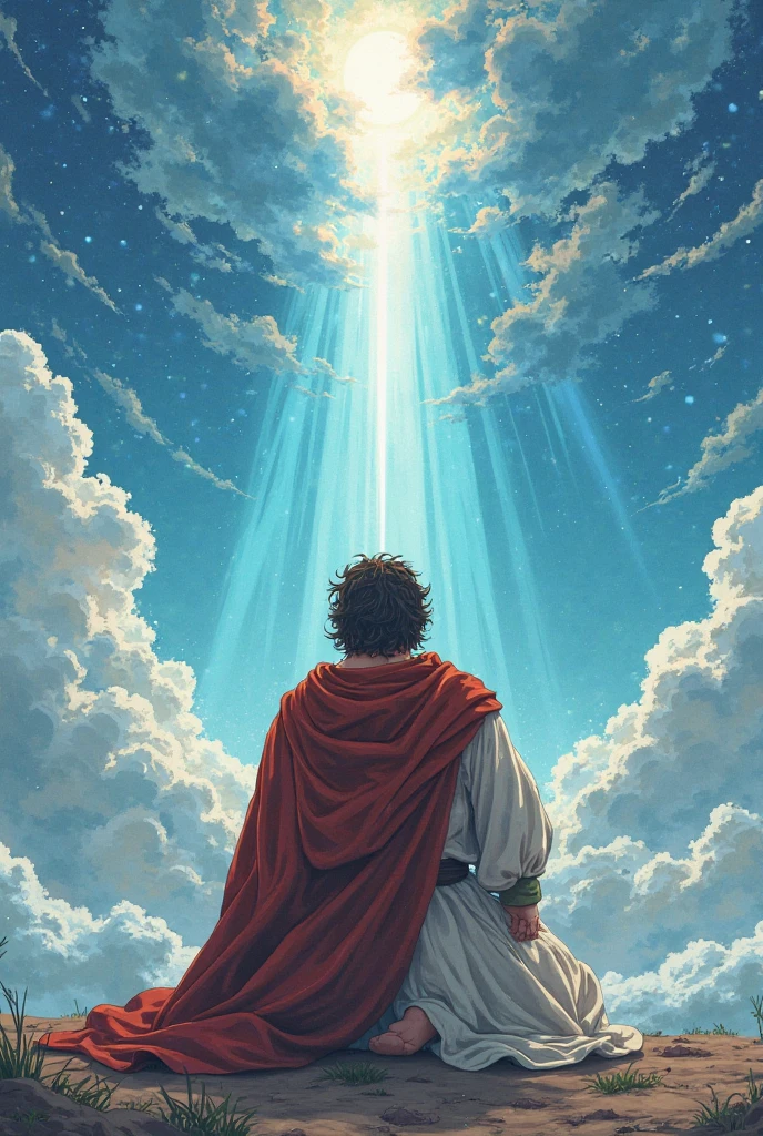 Imagine King David begging God for help in anime - SeaArt AI