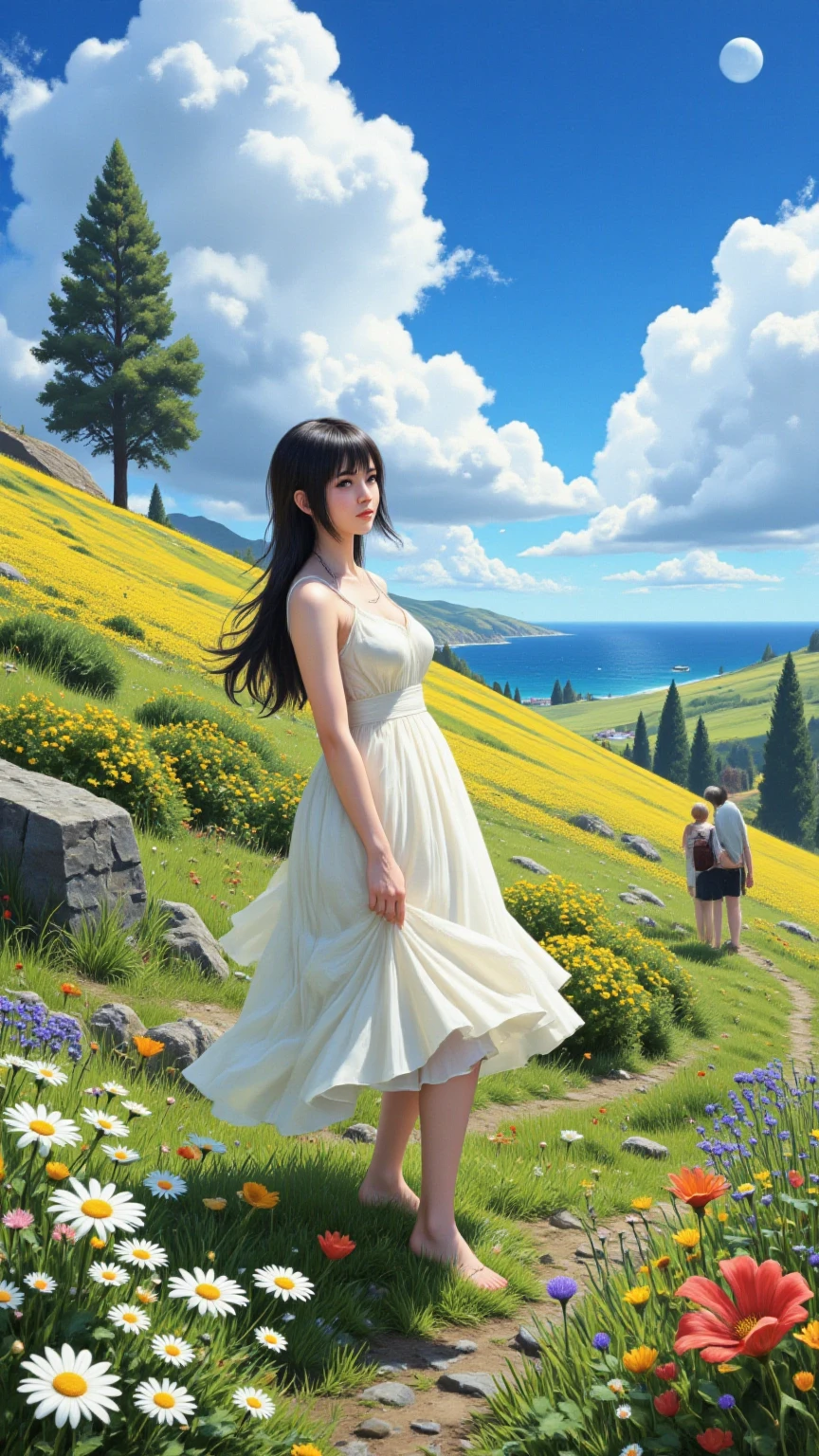 Masterpiece、best image quality、夏の Scenery画像 、 高原のScenery、 Woman in a 赤い ...