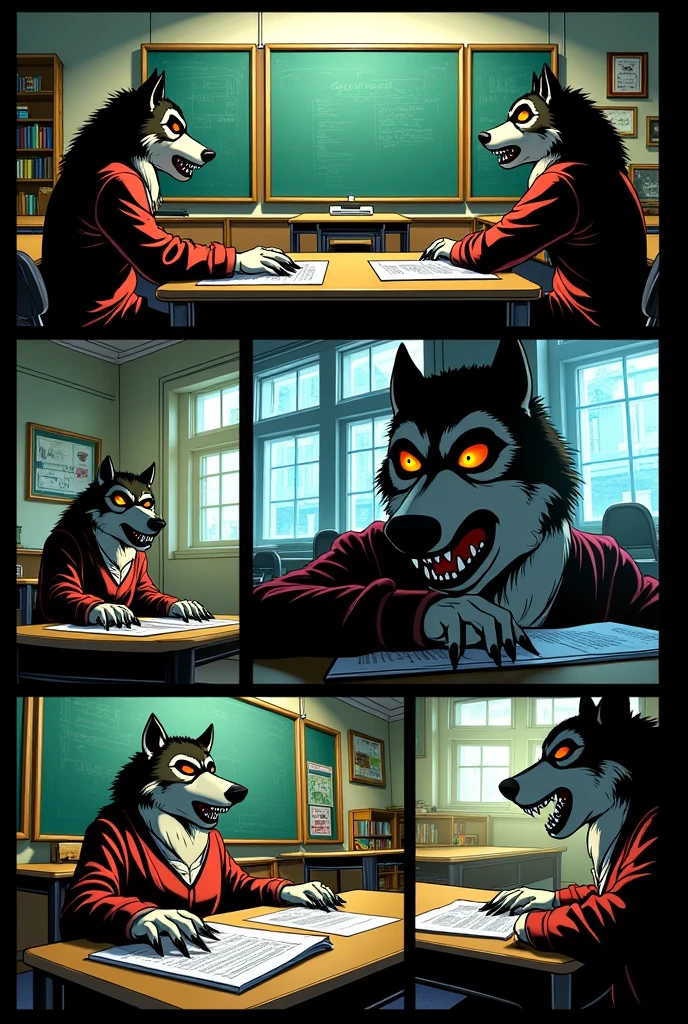 (((Student Werewolf))),(((draw a picture of Werewolf's classroom5in ...