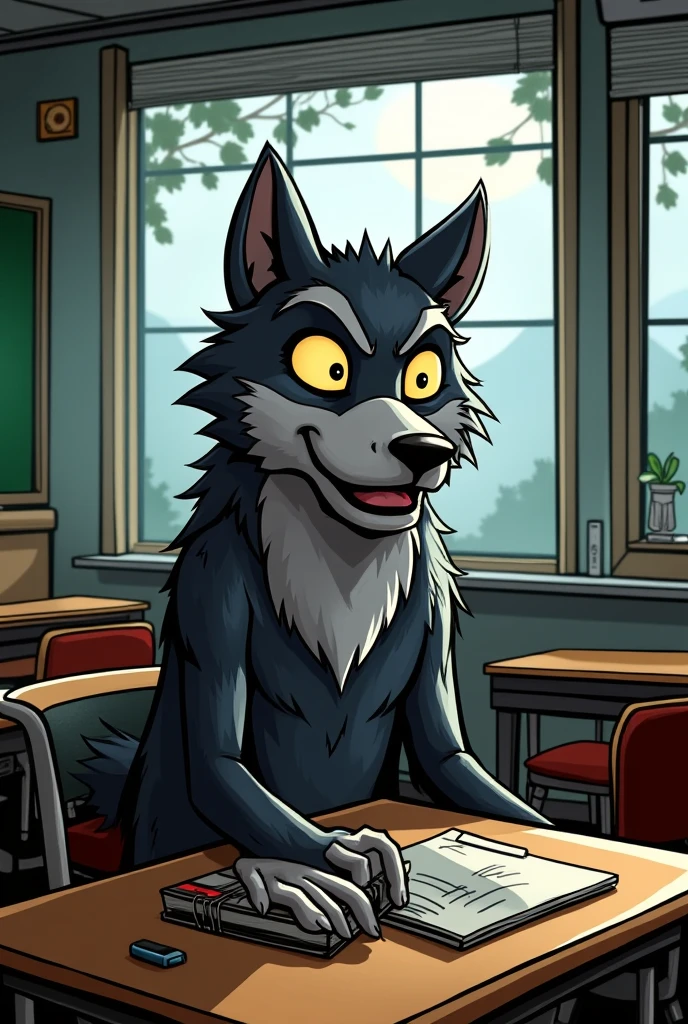 (((Student Werewolf))),(((Draw a picture of the werewolf classroom5in ...