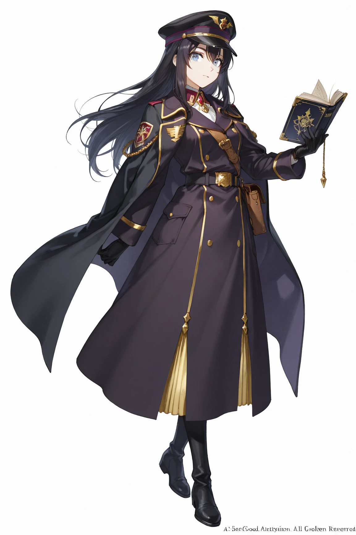 Full body illustration of a cool anime-style female courier in a ...