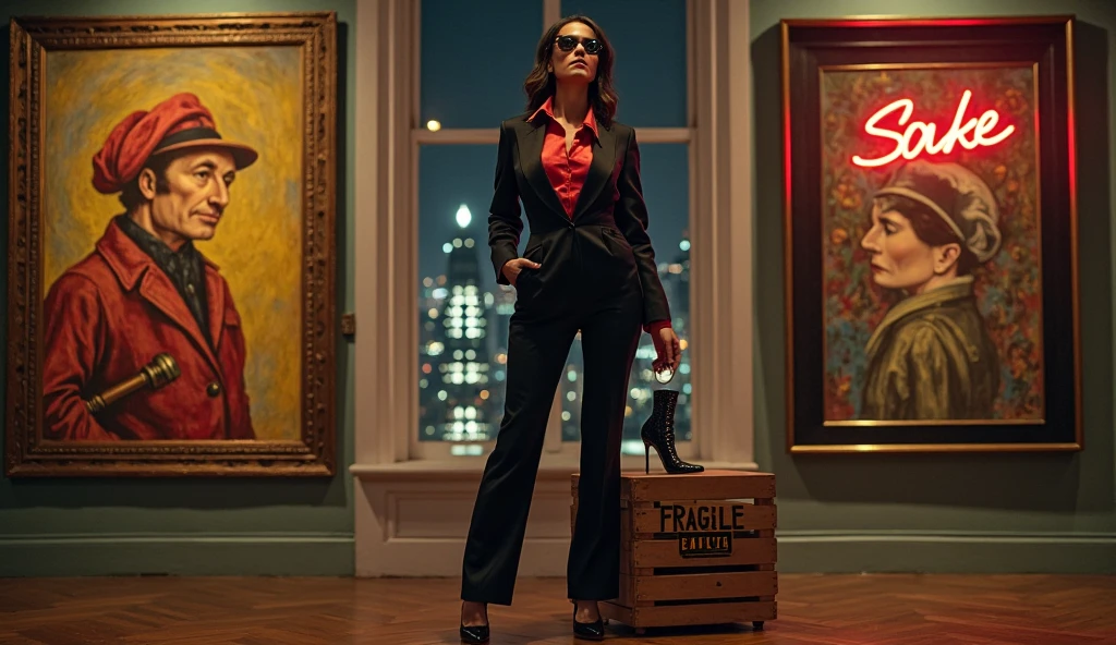 Full-body portrait of Donna Velasco (40s, statuesque, in a razor ...