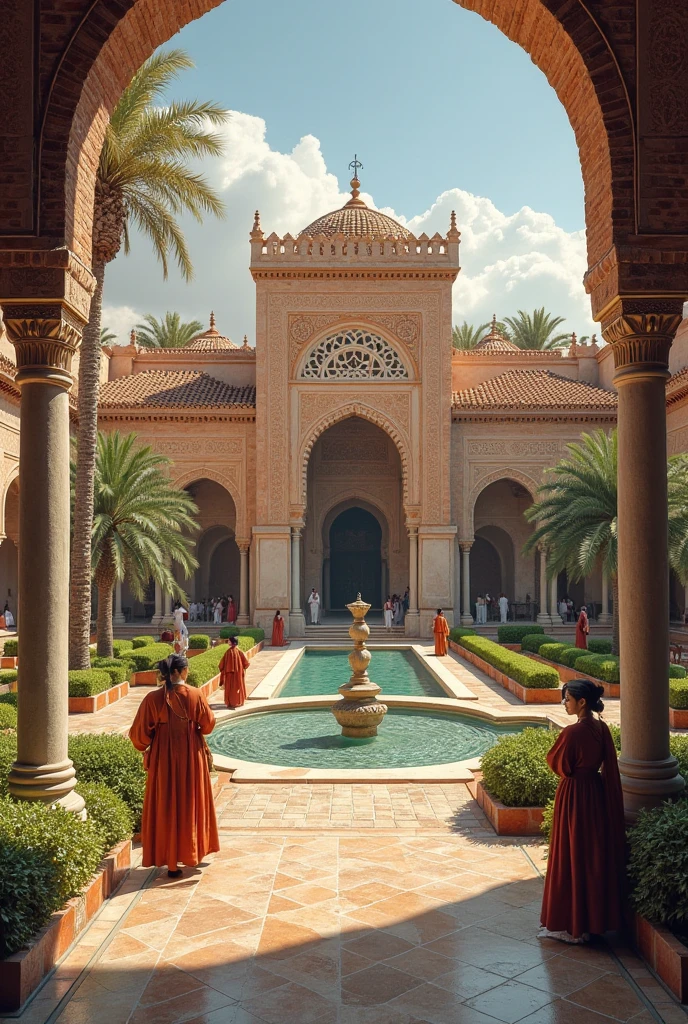 Is a picture of a palace or mosque in ancient Andalusia, showing the ...