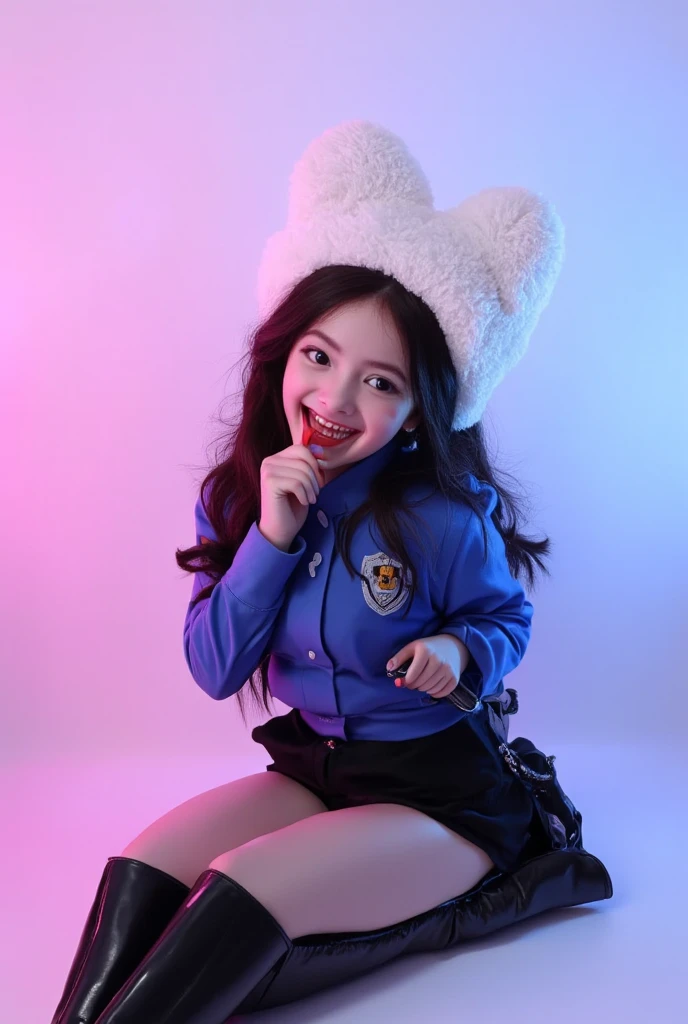 Of a young Asian woman posing provocatively against a gradient ...