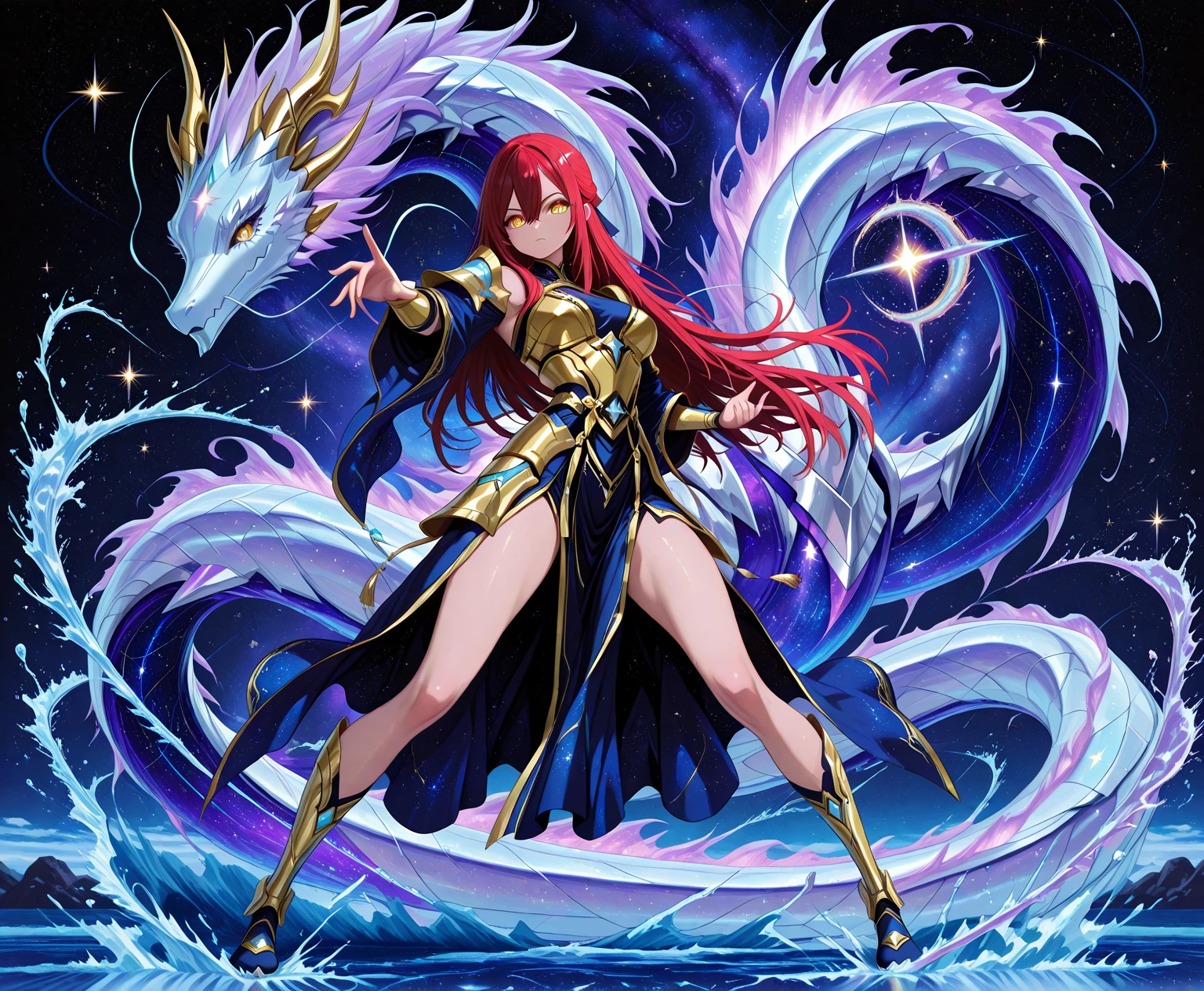A fierce young maiden fused with the legendary Yamata no Orochi - SeaArt AI