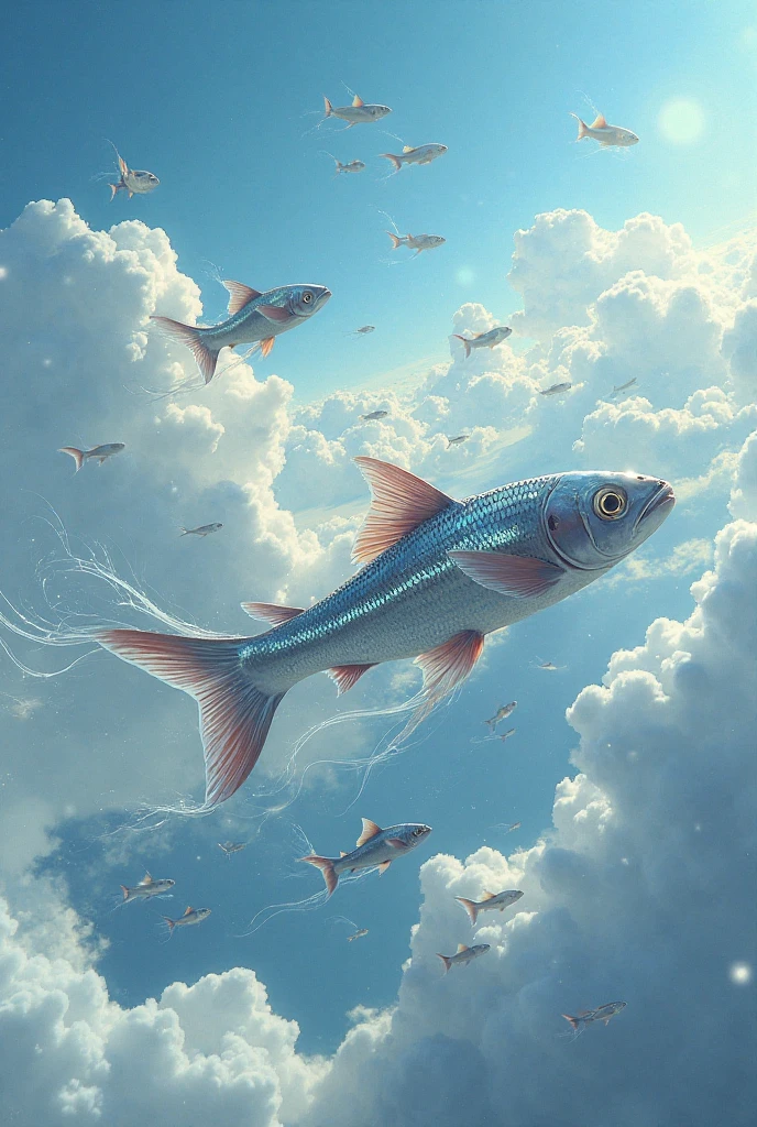 Fish flying in the sky - SeaArt AI
