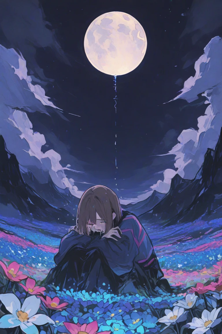Flowers are spreading，The of Chara who fell ill on top of the flower ...