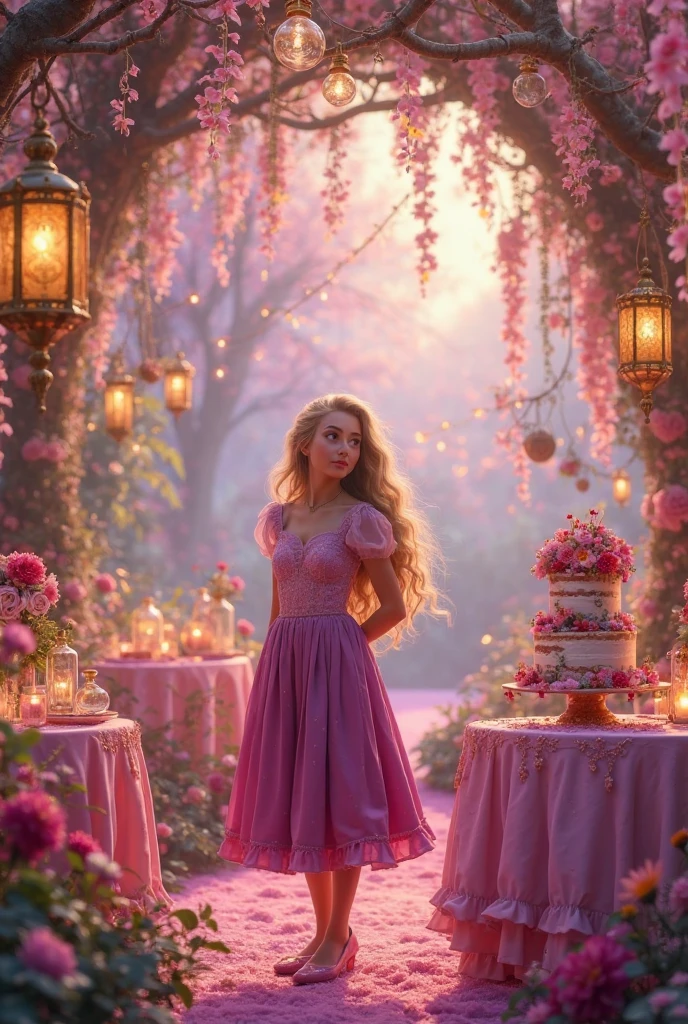 18 debut party tangled theme. Pink, violet, and yellow but more on pink ...