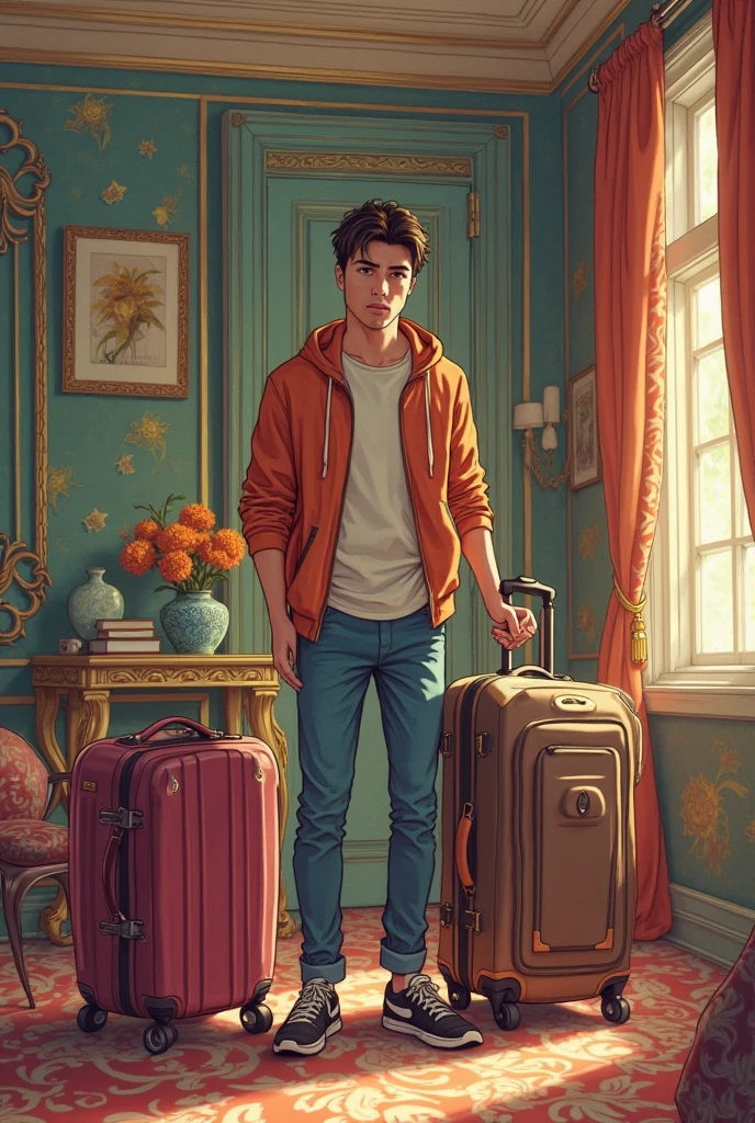 An easy-to-replicate drawing of a young man who has just entered a very ...