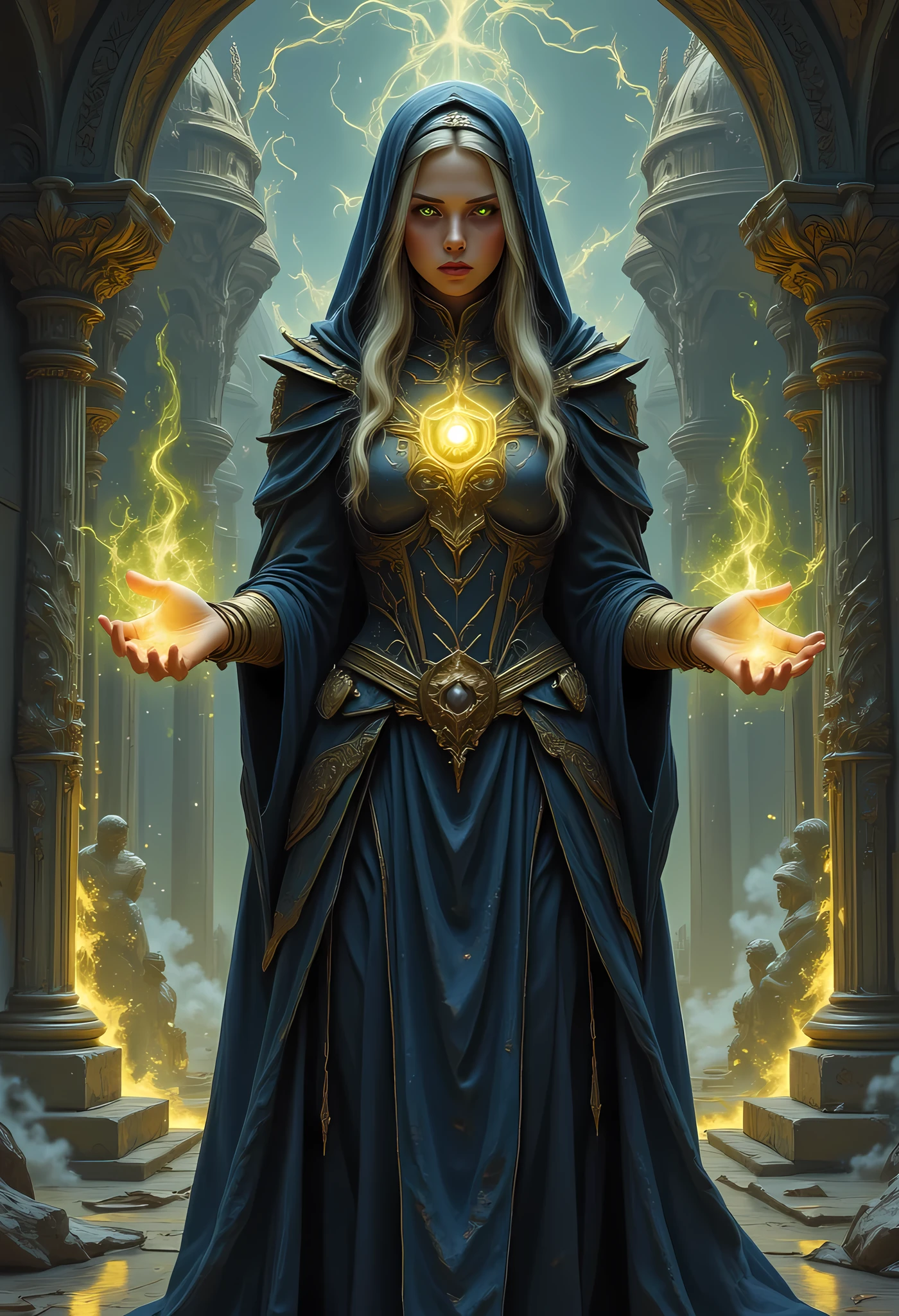 Portrait of a nun making an exorcism on a sleeping , fantasy portrait ...