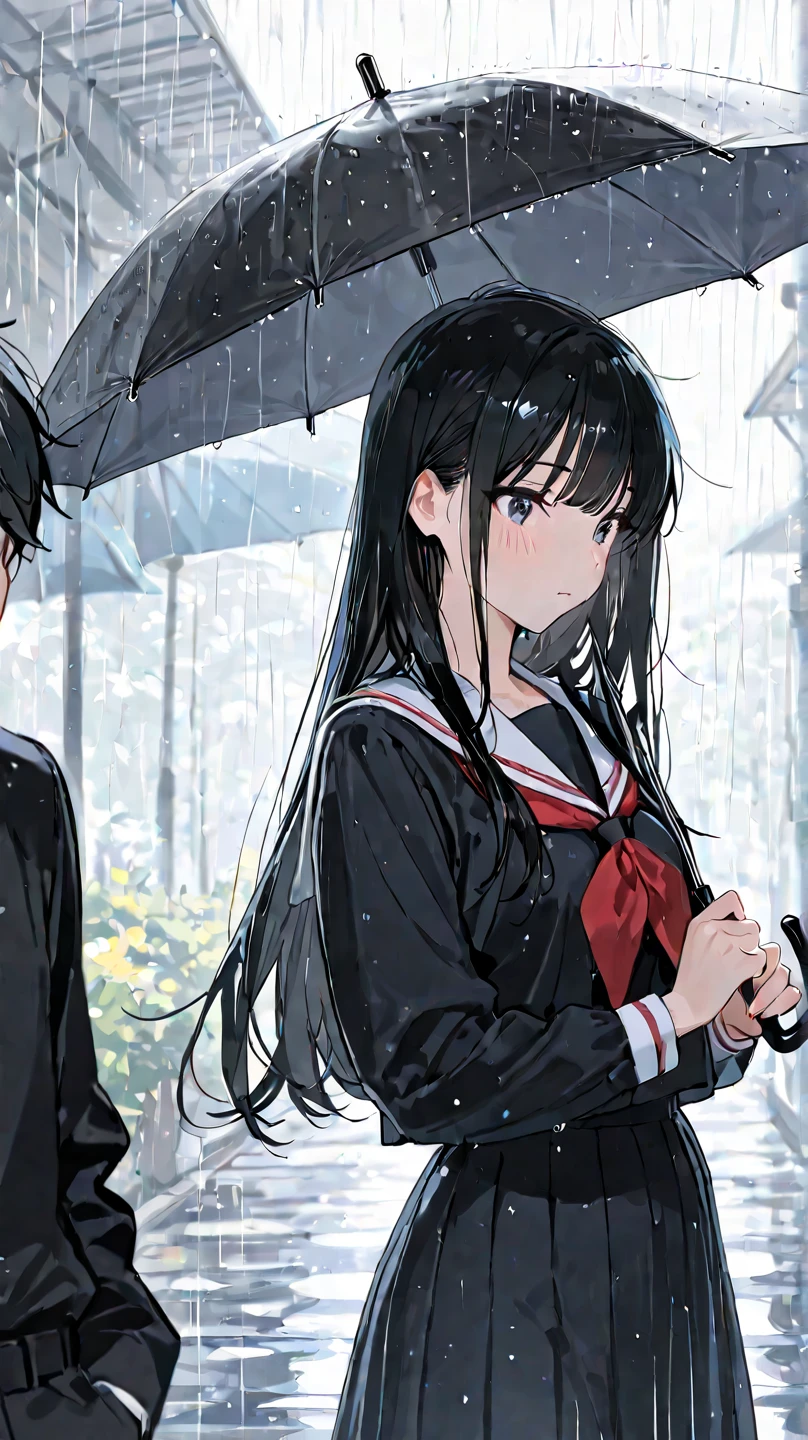 High quality, Beautiful girl with long black hair and handsome boy with ...