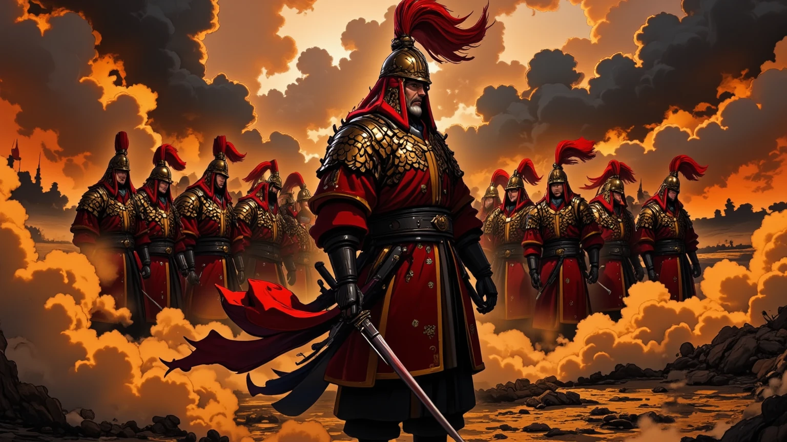 1 male, full body seen from behind, standing proudly in front of a ...