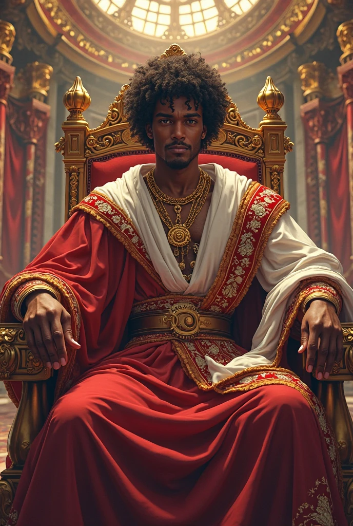A Byzantine emperor sitting on a royal throne in his palace - SeaArt AI