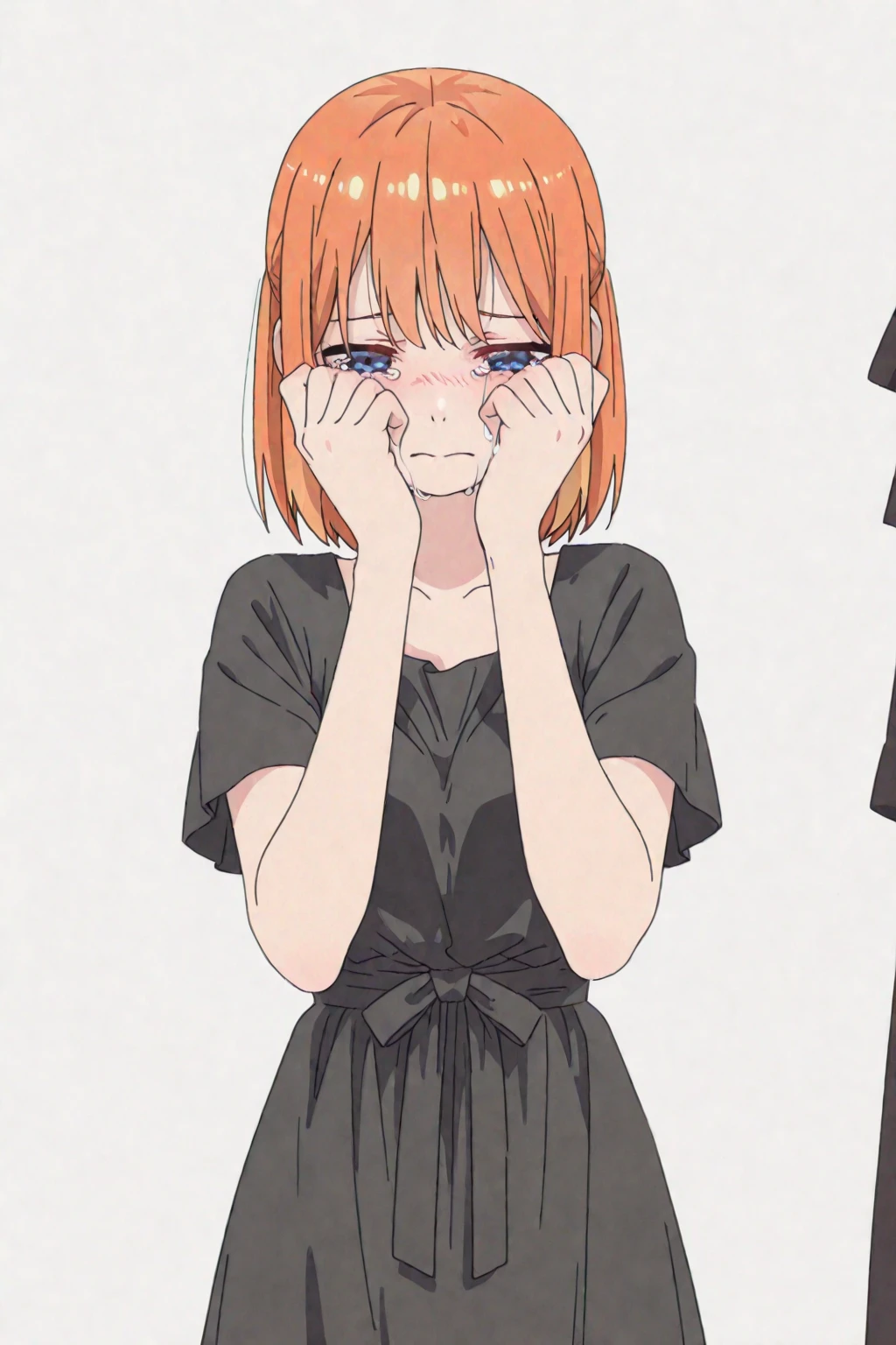 Yotsuba nakano, short hair, blue eyes, ribbon, mourning dress - SeaArt AI