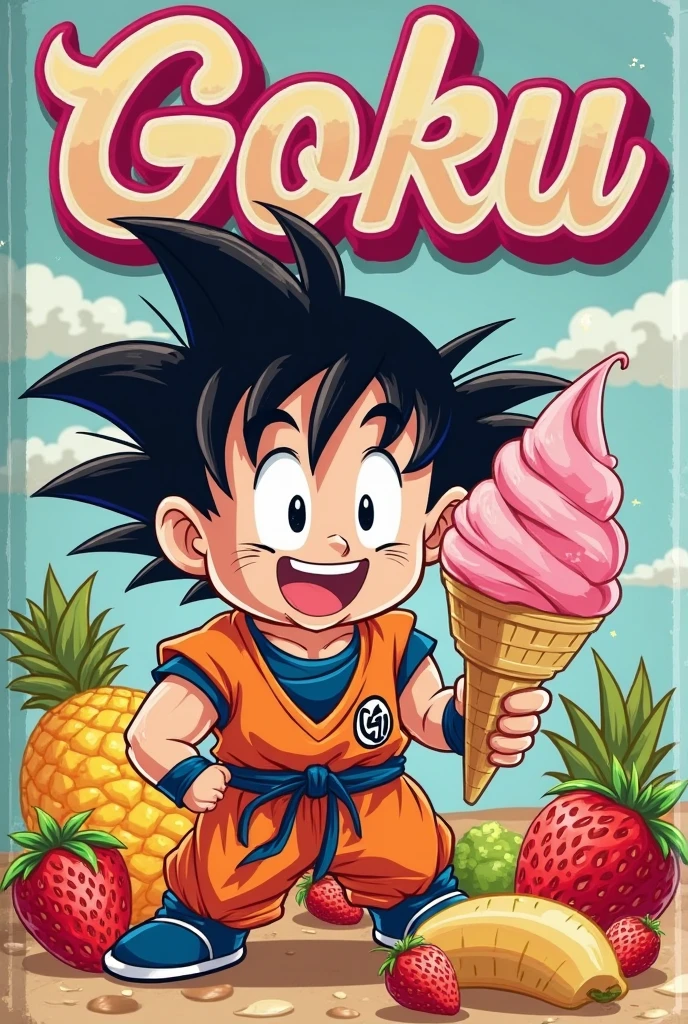 I want an advertising sign for my business called Goku Ice Cream Shop ...