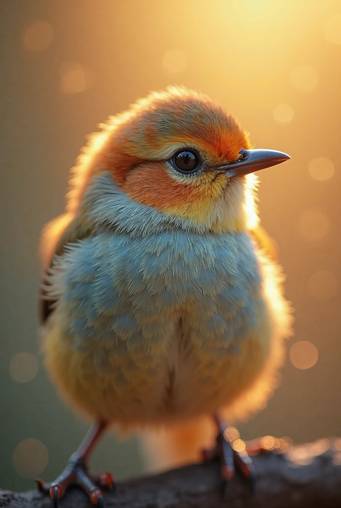 A mesmerizing close-up portrait of a gorgeous little bird illuminated ...