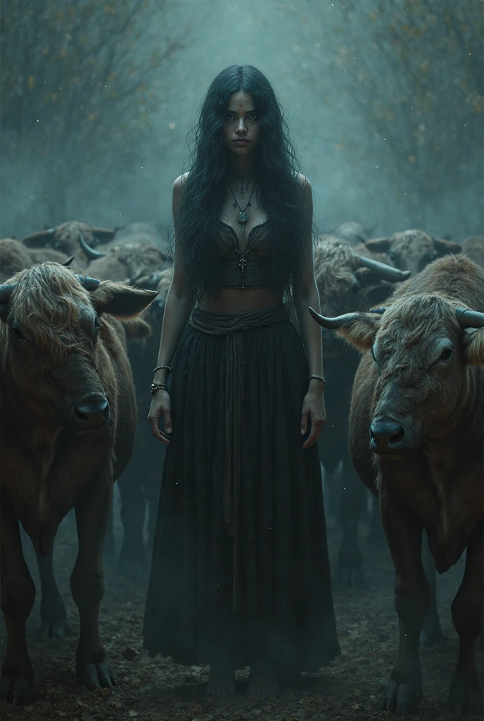 Create an image for did you asha with cows and dark theme - SeaArt AI