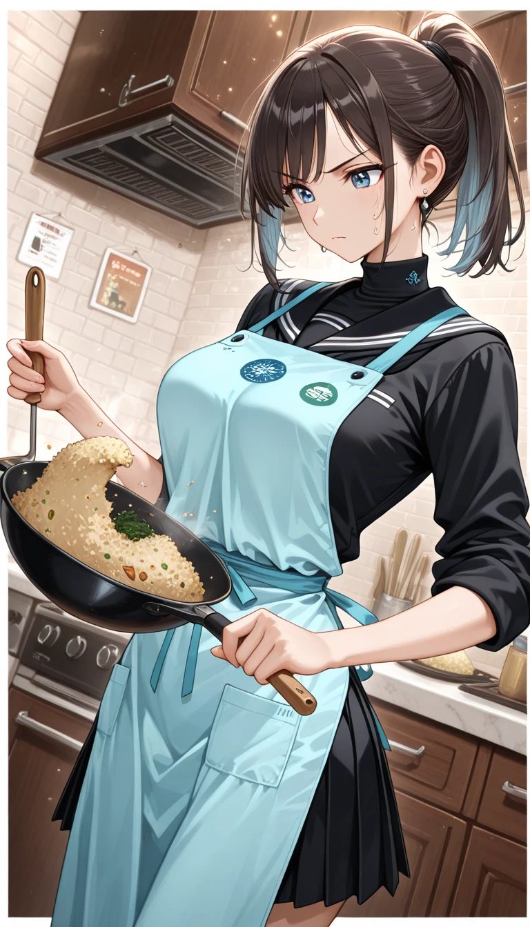 (beautiful girl : 1.3),1 girl,(black sailor suit,turtleneck, arm roll ...