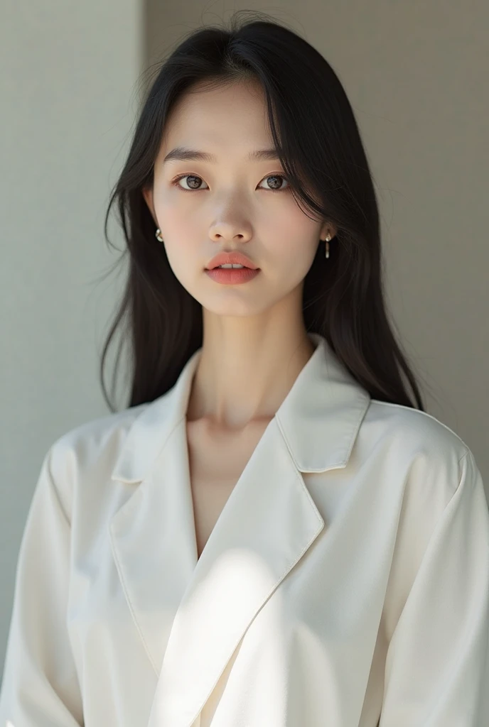 A hyper-realistic portrait of an elegant East Asian female model ...