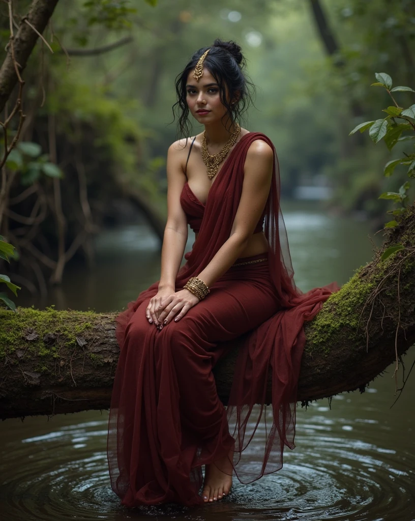 A captivating medium shot, evocative of a traditional fashion ...