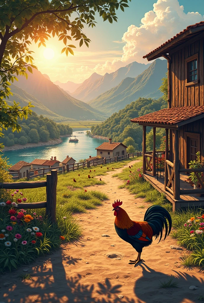 A panoramic view from Antonio's cabin. You can see a large pen with ...