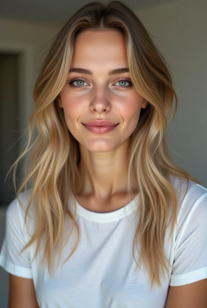 A hyper-realistic portrait of a 25-year-old Eastern European woman with ...