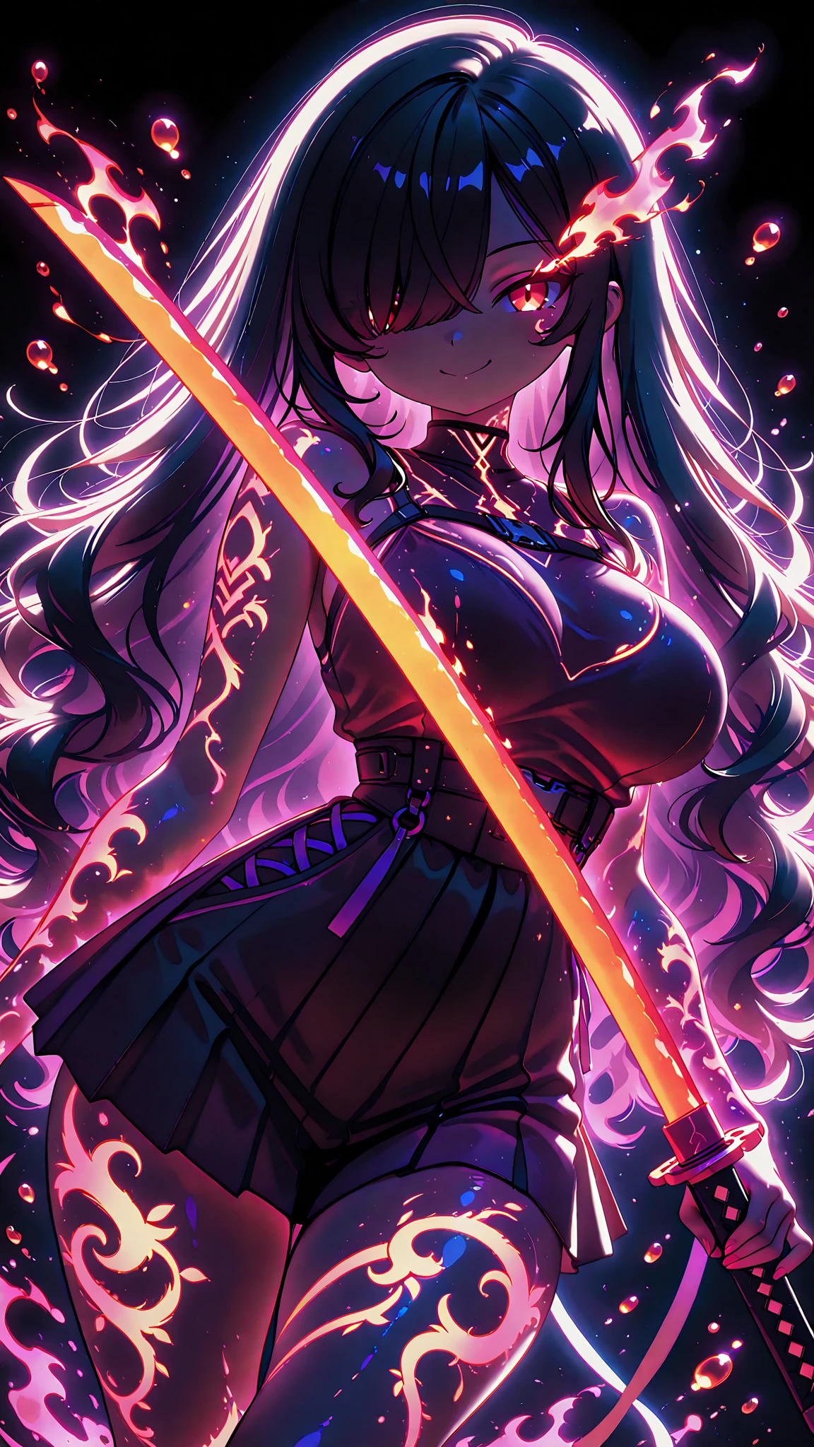 (lineart only:1.5), neon aesthetic, neon colors, glowing, glow effect ...