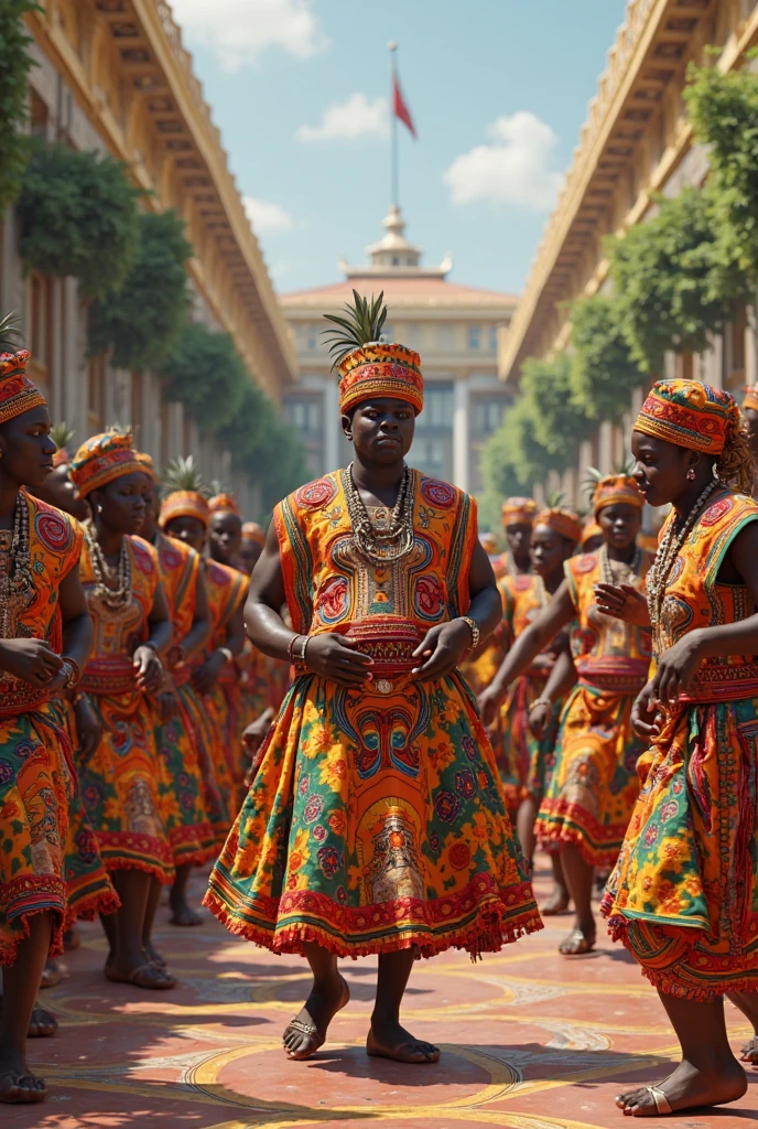 Modern-day Nso palace; in Cameroon, vibrant Nso women and men in ...