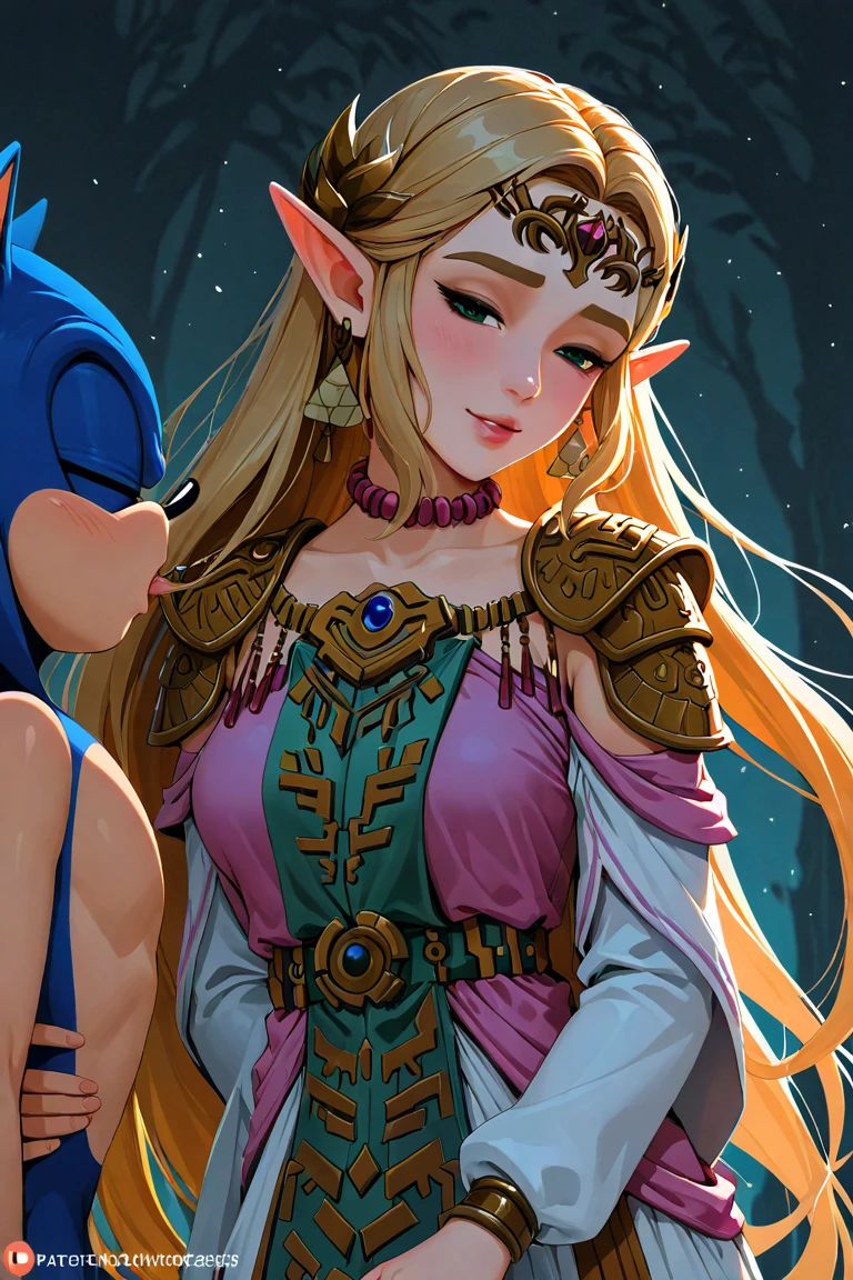 Sonic the Hedgehog kissing Princess Zelda - SeaArt AI