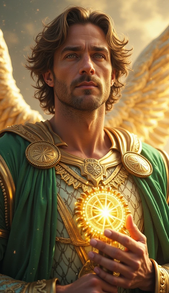 Ultra-realistic close-up portrait of Archangel Raphael, powerful and ...