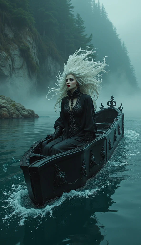 A gorgeous gothic figure,long silver curls,Elegant and moving - SeaArt AI