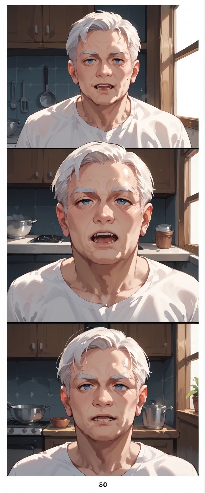 ((MULTIPLE PANEL COMIC ))old man, emotionless, expression less - SeaArt AI