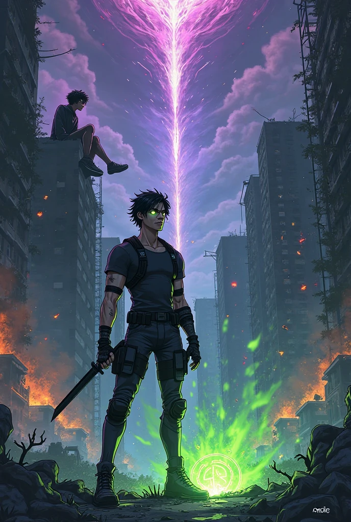 A semi-realistic digital illustration in Korean manhwa poster style ...