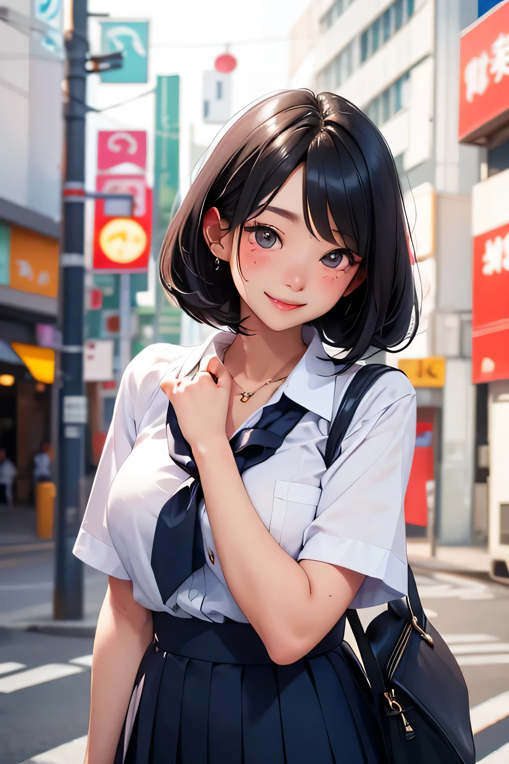 Photo . beautiful Japanese girl . . black eyes . breast size 3 - SeaArt AI
