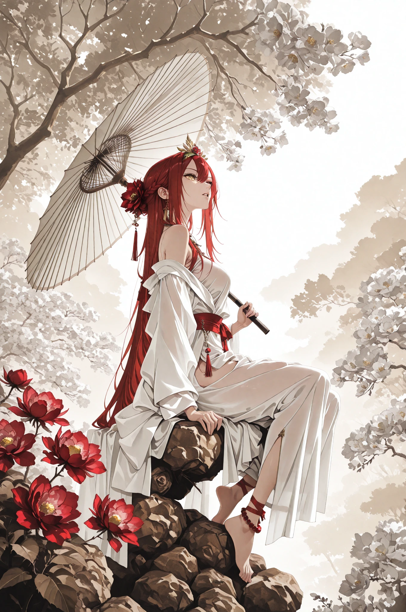 Nikki (series), ArsMJStyle, Zen Ink Wash Sumi-e, 1girl, Ryu Shana - SeaArt AI