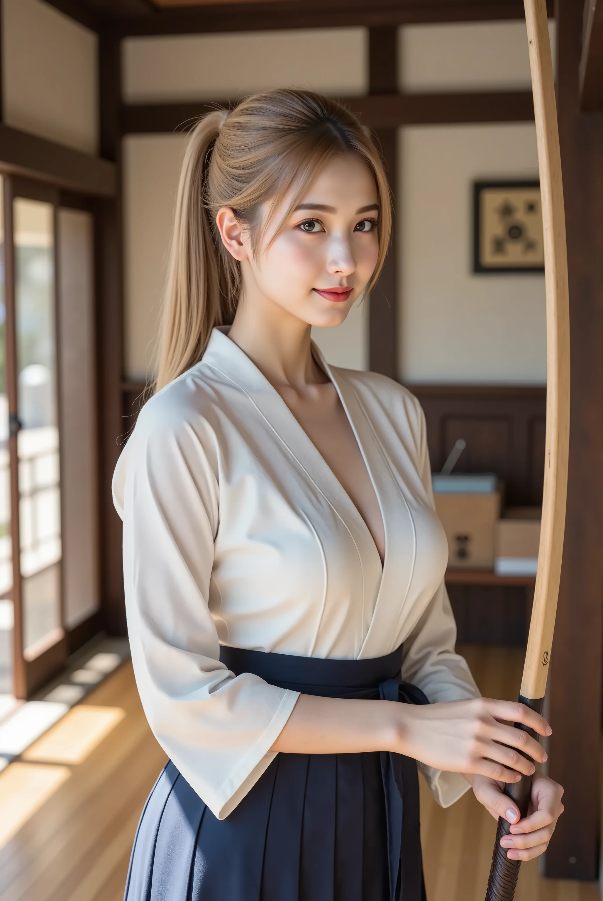 Hair styled in aplatinum blonde, gold hair, A 20-year-old Japanese ...