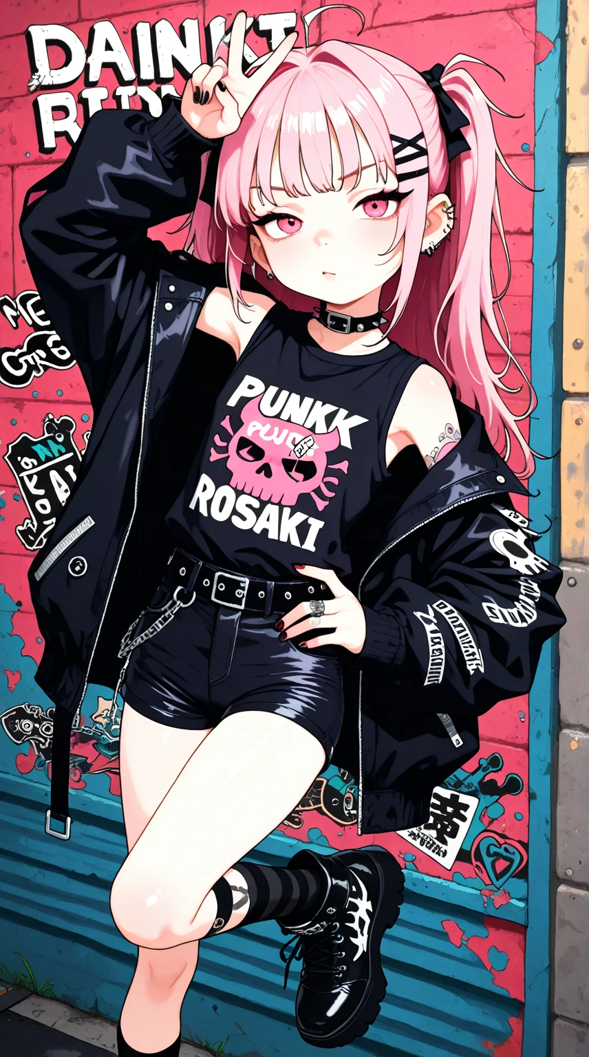 Solo, young girl, punk, high cost fashion, pose, artistic background ...