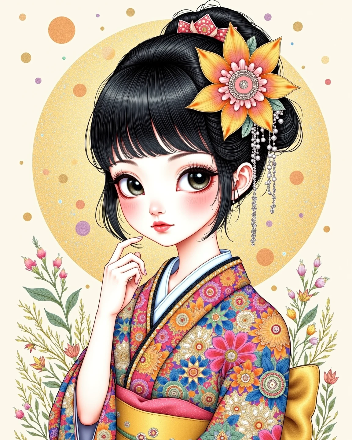 Rainbow girl themed pop art、deformed illustration style、 women in ...