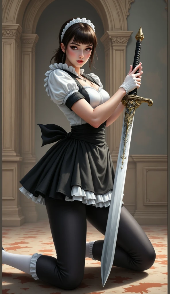 Beautiful 25 years old of caucasian female, brunette hair, long hair with headba - SeaArt AI