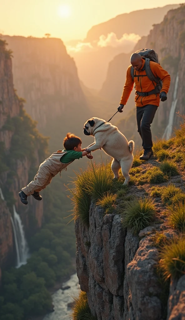 A highly realistic, dramatic vertical scene showing a heroic moment on ...