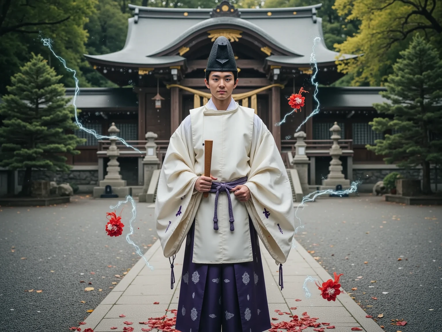1 young man、Japanese Shinto 、Summon the red devil、Japanese-style ...